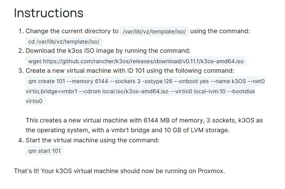 Installing k3OS on Proxmox